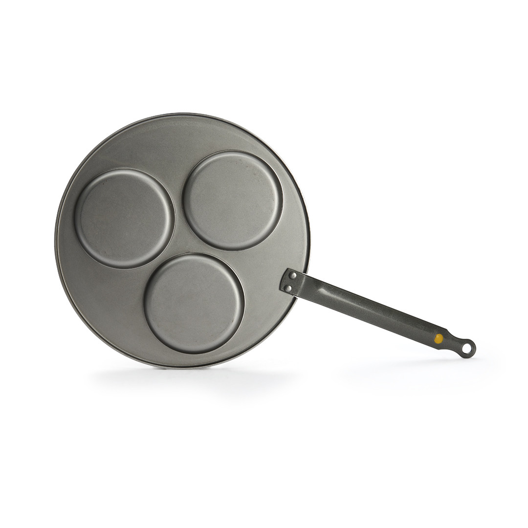 Pfanne für 3 Blinis Eisen MINERAL B Ø27cm - 3 Blinis Ø10cm - de Buyer