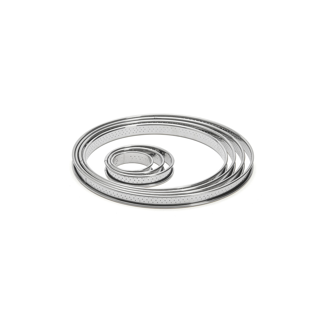 Perforated stainless steel tart ring rolled edge Ø8cm H.2cm - de Buyer